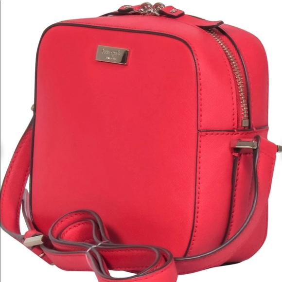 kate spade | Bags | Kate Spade Red Leather Square Crossbody Purse Nwt ...